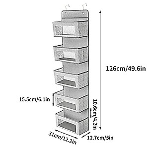 NC Hanging Handbag Organizer for Wardrobe Closet Transparent Storage Door Wall Clear Sundry Room Bedroom Bathroom Gray Hanger Pouch