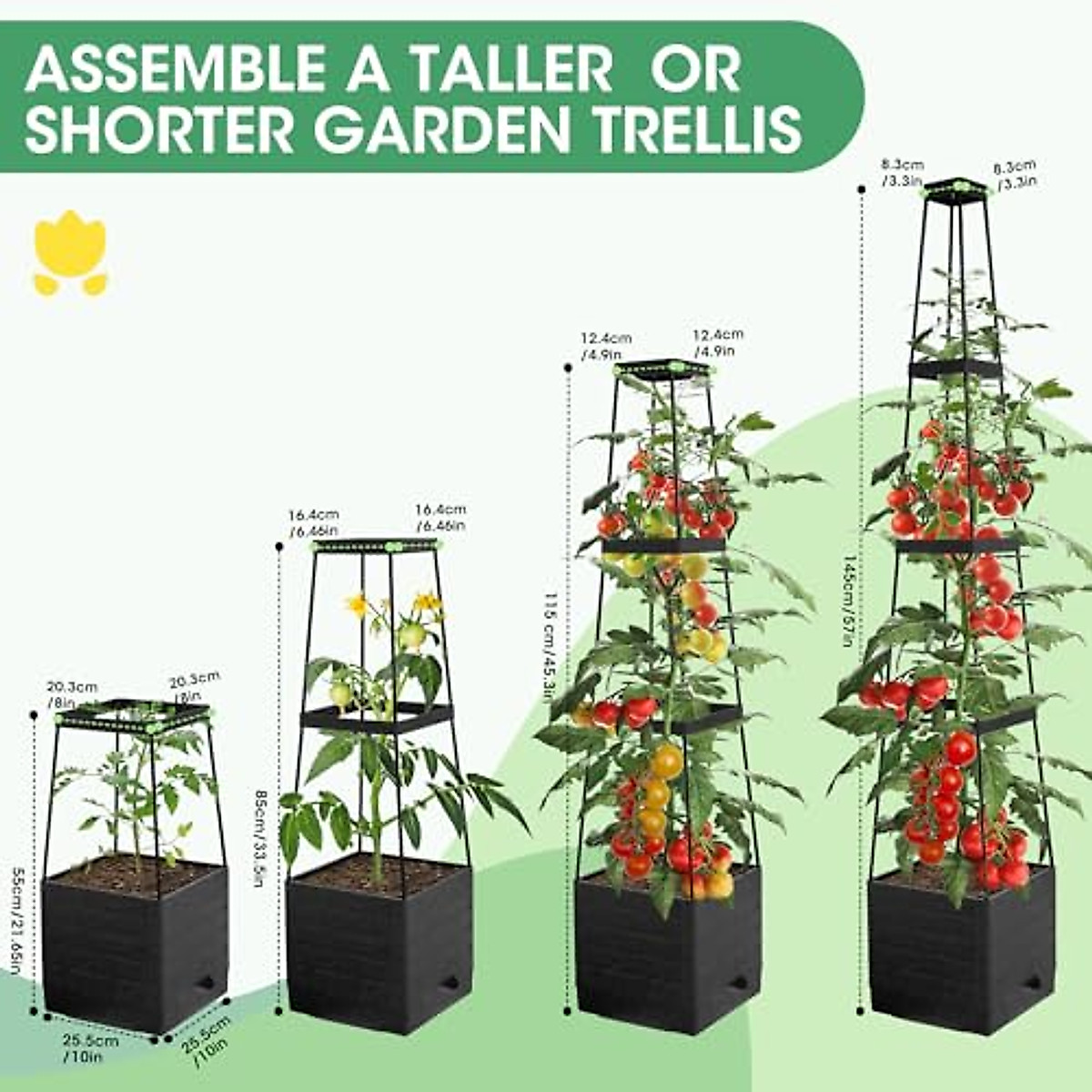 MQFORU 2Pack Tomato Planter Boxes with Trellis, 57" Self-Watering Tomato Planter for Climbing Vegetable and Plants, Raised Tomato Planter Boxes for Indoor Outdoor Patio Greenhouse Gardening