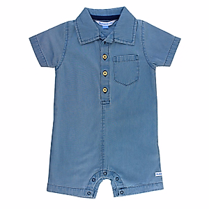 RUGGEDBUTTS® Baby/Toddler Boys Light Wash Denim Romper - 6-12m