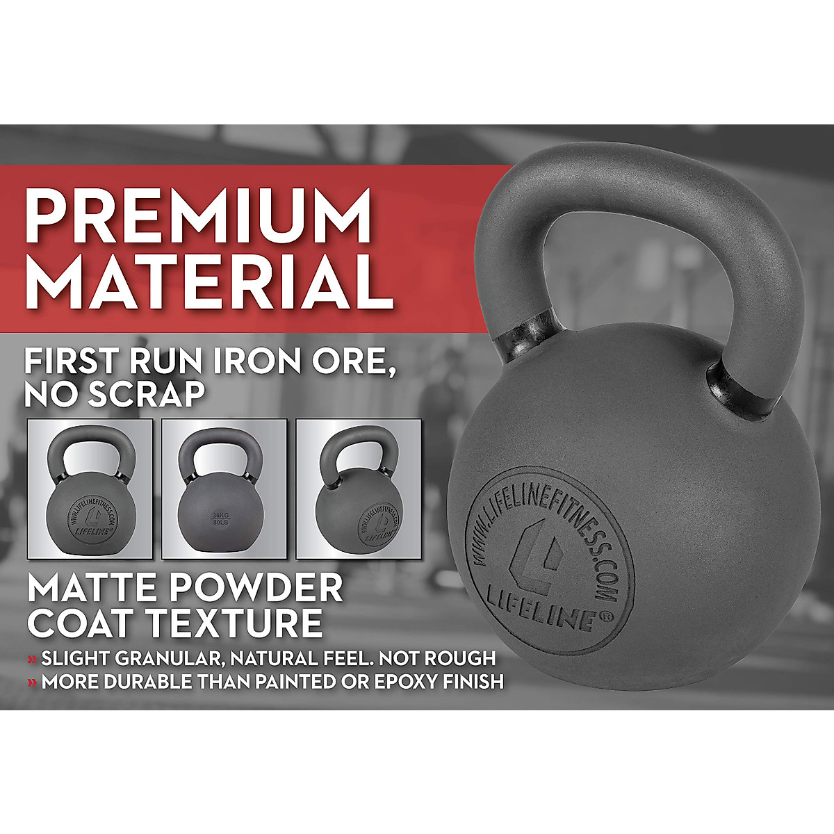 Lifeline Kettlebell Weight – 24 kg/53 lb , Black