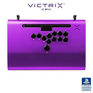 Victrix Pro FS-12 ESports Playstation Fight Stick All Button Arcade Controller for PS5, PS4, PC, 12-Button Sanwa Denshi, Ergonomic Detachable Joystick, Tournament Grade for Fighting Games (Purple)