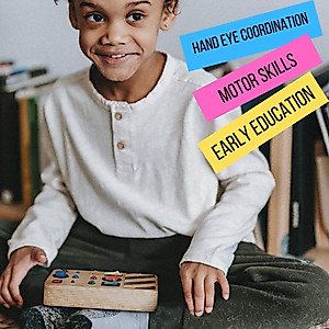 Montessori Busy Board for Toddlers - Wooden Sensory Toys for Toddlers - Toys For Autistic Children with LED Light Up Buttons Pluggable Wires Baby Gifts - Educational Learning Fidget Toy By Montotoys