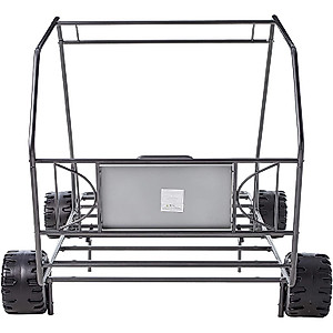 Metal Twin Size Kids Bed with Racer Cart Design ,Go Kart Car Bed for Boys, Twin Bed Frame with Four Wheels and Headboard ,Sturdy Slat System, No Box Spring Needed, Fit for Kids Teens Bedroom,Gunmetal