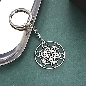 Angel Seal Archangel Metatron Keychain Holder Stainless Steel Geometric Solomon Keyring Amulet Car Key Chains Gift 2022 (Color: Style A)