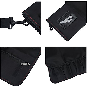 Tosnail Chef Knife Case Roll Bag with 21 Slots & 1 Large Zipper Pocket, Easy Carry Handle and Shoulder Strap - Black