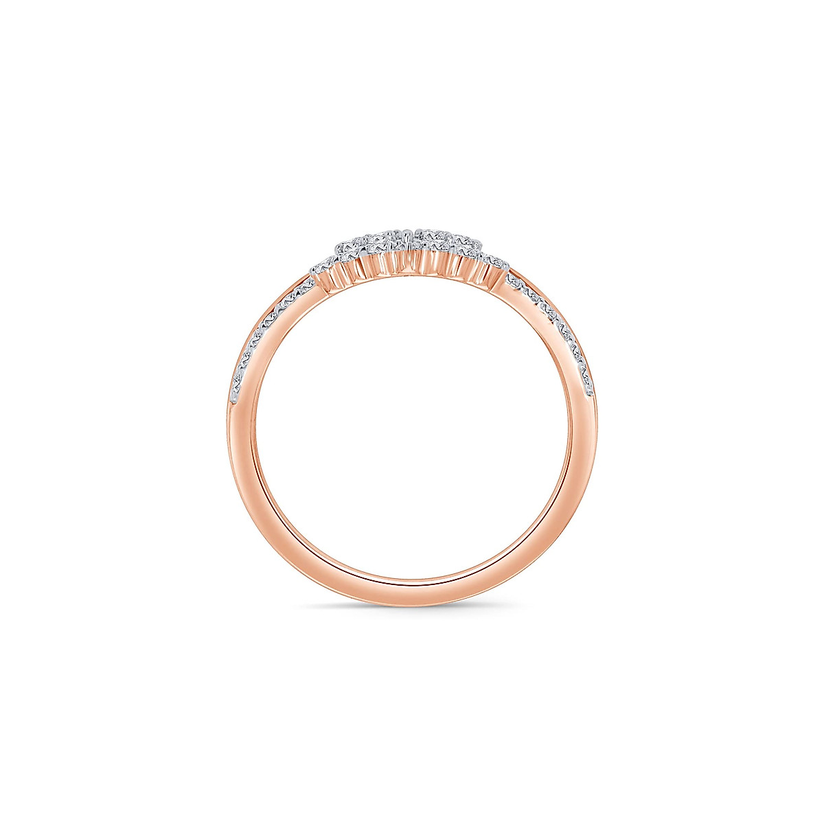 Elmas 1/4 ct Round White Diamond 10K Rose Gold Chevron V Engagement Fashion Band Ring for Women US8