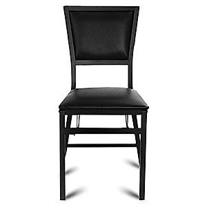 Giantex Folding Chairs, with Padded Seats, Sturdy Metal Frame, Floor Protectors, Space Saving Design, Foldable Dining Desk Chairs for Small Apartment, Extra Guests, Black