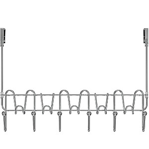 DecoBros Supreme Over The Door 11 Hook Organizer Rack, Chrome Finish