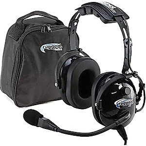 Rugged General Aviation Student Pilot Headsets for Flying Airplanes - Features Noise Reduction GA Dual Plugs Adjustable Headband Free Headset Bag and Cloth Ear Covers