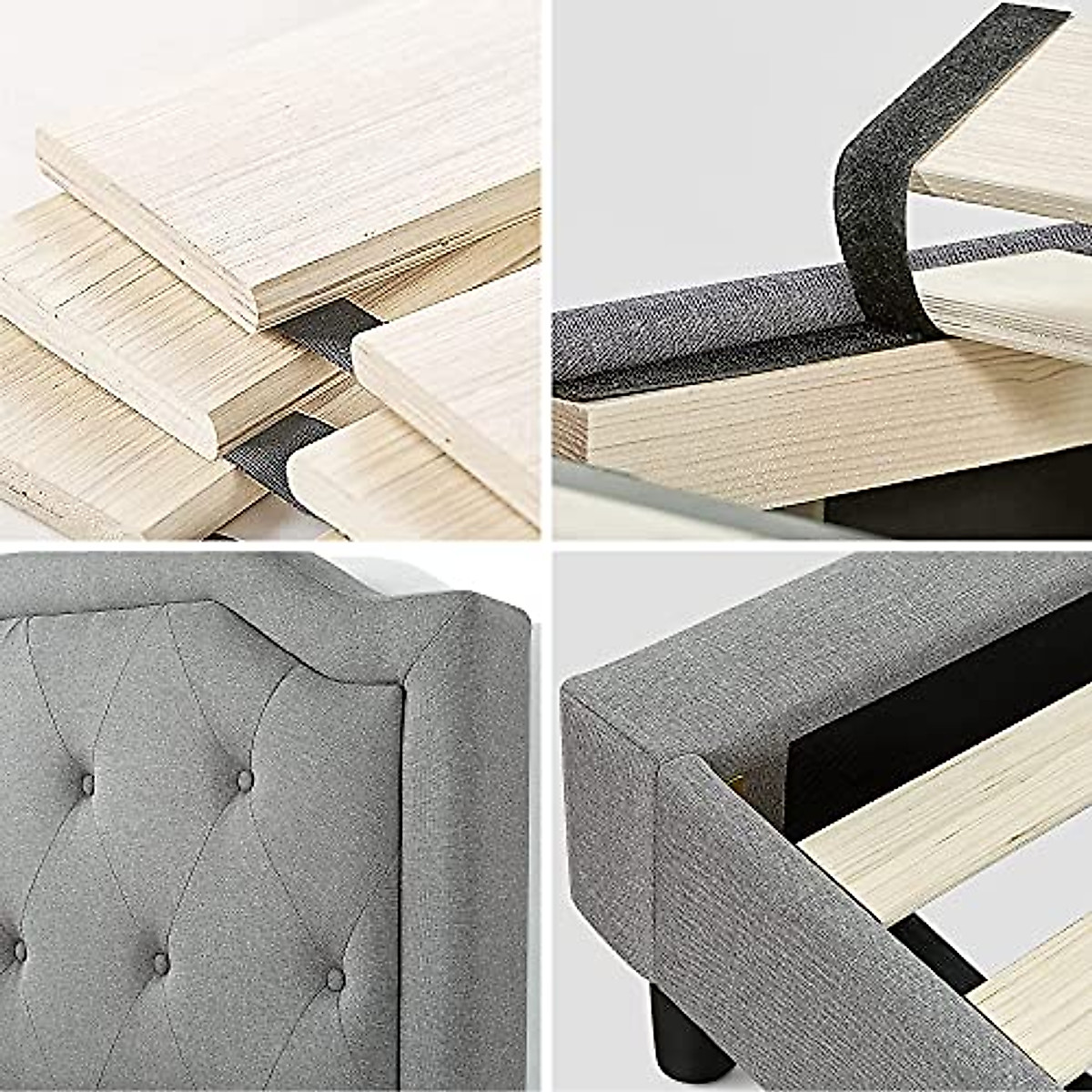 ZINUS Kellen Upholstered Scalloped Platform Bed Frame, Mattress Foundation, Wood Slat Support, No Box Spring Needed, Easy Assembly, King