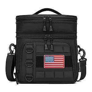 RalChyez Tactical Lunch Box for Men, Large Insulated Lunch Bag Expandable Double Deck Cooler Leakproof Waterproof Lunch Pail for Adult Women Work Office Shifts Picnic Travel Black