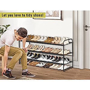 MISSLO 4 Tier Boot Shoe Rack + 3 Tier Long Shoe Rack for Closet Shoe 0rganizer