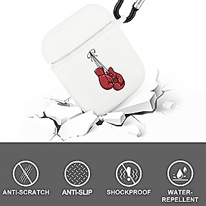 Red Boxing Gloves Compatible with AirPods 2nd 1st Generation Case Cover Cute Graphic Protector with Keychain for Men Women