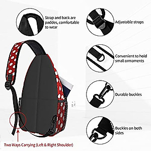 Famame Red White Polka Dot Sling Backpack Chest Bag Crossbody Shoulder Bag Gym Cycling Travel Hiking Daypack For Men Women