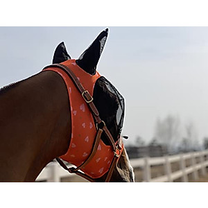 TGW RIDING Horse Fly Mask Super Comfort Horse Fly Mask Elasticity Fly Mask with Ears We Only Make Products That Horses Like (M, Dark Orange)……