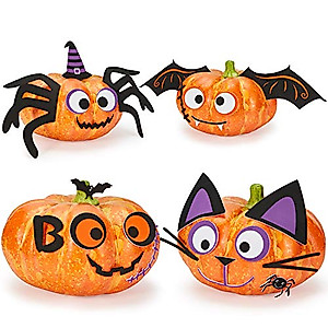 124 Pieces Halloween Foam Stickers Eva Halloween Pumpkin Decorating Craft Stickers DIY Pumpkin Shape Stickers Kit for Halloween Party Supplies Trick Or Treat Party Favors