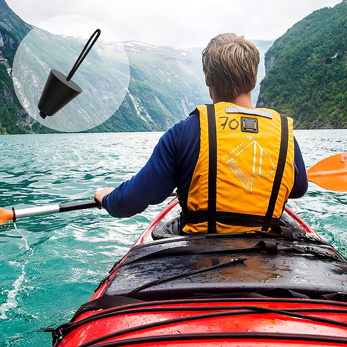 Hikeen 6 Pieces Kayak Plugs Scupper Plugs Kayak Drain Plugs with Lanyard Kayak Plugs for Sit on Top