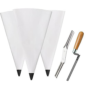 Tahikem 3 Pack Tile Grout Masonry Mortar Bag, 12" by 24" Heavy Duty Tear Resistant Puncture Tip Cement Sealer Bag, Mortar Bag Masonry, Grout Bag for Tile Installation, Grouting Bag (12x24 inch, Black)