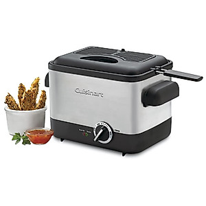 Cuisinart Deep Fryer, 1.1 Quart & CRC-400 4 Cup Rice Cooker, Stainless Steel Exterior