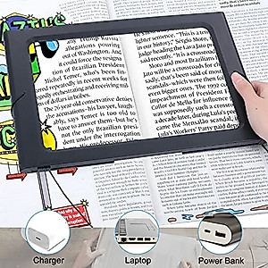 3X Magnifying Glass, Lighted Magnifying Glass with 12 LED Lights, 2 Power Supply Modes for Evenly Lit Reading Area, Foldable Magnifier for Hands Free Reading, Low Vision and Seniors