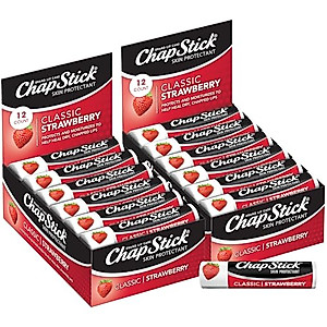ChapStick Bulk Classic Strawberry Lip Balm, 24-Count – Tinted Lip Moisturizer, Juicy & Sweet, 0.15 Oz Ea