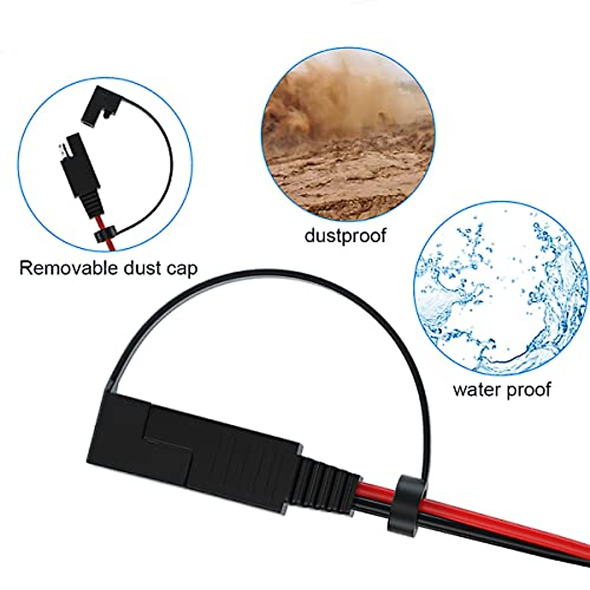 Liwinting SAE Y Splitter 1 to 2 SAE Extension Cord SAE Extension Cable Solar Panel Photovoltaic Cable Male to Female Extension Cord Bullet SAE One Point Two 14AWG 60cm/1.96FT