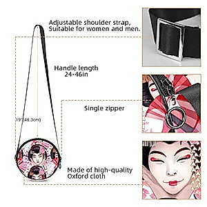 Woman Japanese Crossbody Bag for Women Teen Girls Round Canvas Shoulder Bag Purse Tote Handbag Bag