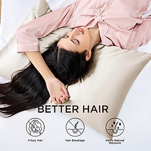 Bedsure Satin Pillowcase for Hair and Skin - Black Zipper Pillow Cases Queen Size Set of 2, Similar to Silk Pillow Cases, Silky & Super Soft, Gifts for Women Men, 20x30 Inches