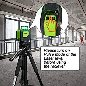 Huepar Laser Detector for Line Level, Digital Receiver Used with Pulsing Lasers Up to 200ft, Detect Red and Green Beams, Three-Sided LED Displays, Clamp Included LR-6RG