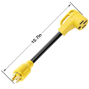 Flameweld Generator Adapter Cord - NEMA L14-30P Twist Lock Male Plug to TT-30R Female with Handle, 4 Prong RV Generator Adapter Cord 10 AWG 12Inches ETL (Orange)