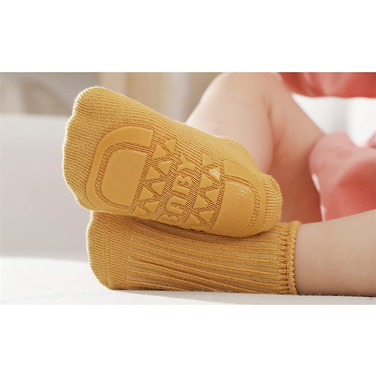 BEHELE Toddler Baby Non Slip Socks 8 Pairs Infant Newborn Antiskid Socks with Grips Solid Anti-Slip Unisex Ankle Socks for Girl Boy (M(1-3T))