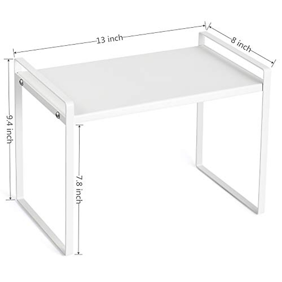 ideaglass Countertop Organizer, Cupboard Stand Spice Rack, 13" Cabinet Pantry Shelf, Organization and Storage for Kitchen Bathroom, Metal Plate Milky White