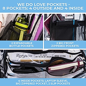 SHYLERO Clear Backpack For Work XL - Heavy Duty School Bookbag has TSA Lock, 2-WAY Zip, Transparent PVC - H18''xW14''xD8