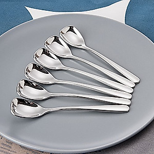 FOXAS Set of 6 Ice Cream Spoons, Dessert Spoons, 6-inch Elegant Gelato Spoons, Small Iced Coffee Tea Spoons, Shovel Cake Spoons, 18/8 Stainless Steel, Bon Appétit Series