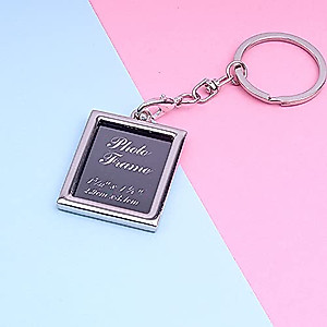 YALLNASL Memorial Photo Keychain Gifts Picture Frames Keyring Photo Frame Anniversary Christmas Gifts for Women Men In Memory of Loved One Gifts Silver Rectangle