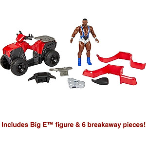 Mattel WWE Wrekkin' Slam & Spin ATV Vehicle & Action Figure Playset with Toy 4-Wheeler & Big E 6-inch Collectible, Launching Action & Breakaway Parts