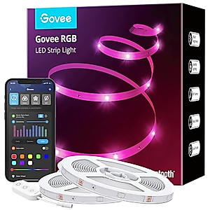 Govee 130ft LED Strip Lights, Bluetooth RGB LED Lights with App Control, 64 Scenes and Music Sync LED Lights Strip for Bedroom, Living Room, Party, ETL Listed Adapter (2 Rolls of 65ft)