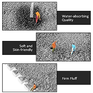 Nuanchu 50 Pcs Plush Foam Interlocking Floor Mat Climbing Area Rugs 11.81 x 11.81 Inch Square Soft Fluffy Tiles with Border Play Mat Flooring Tiles for Home Playroom Decoration (Gray)