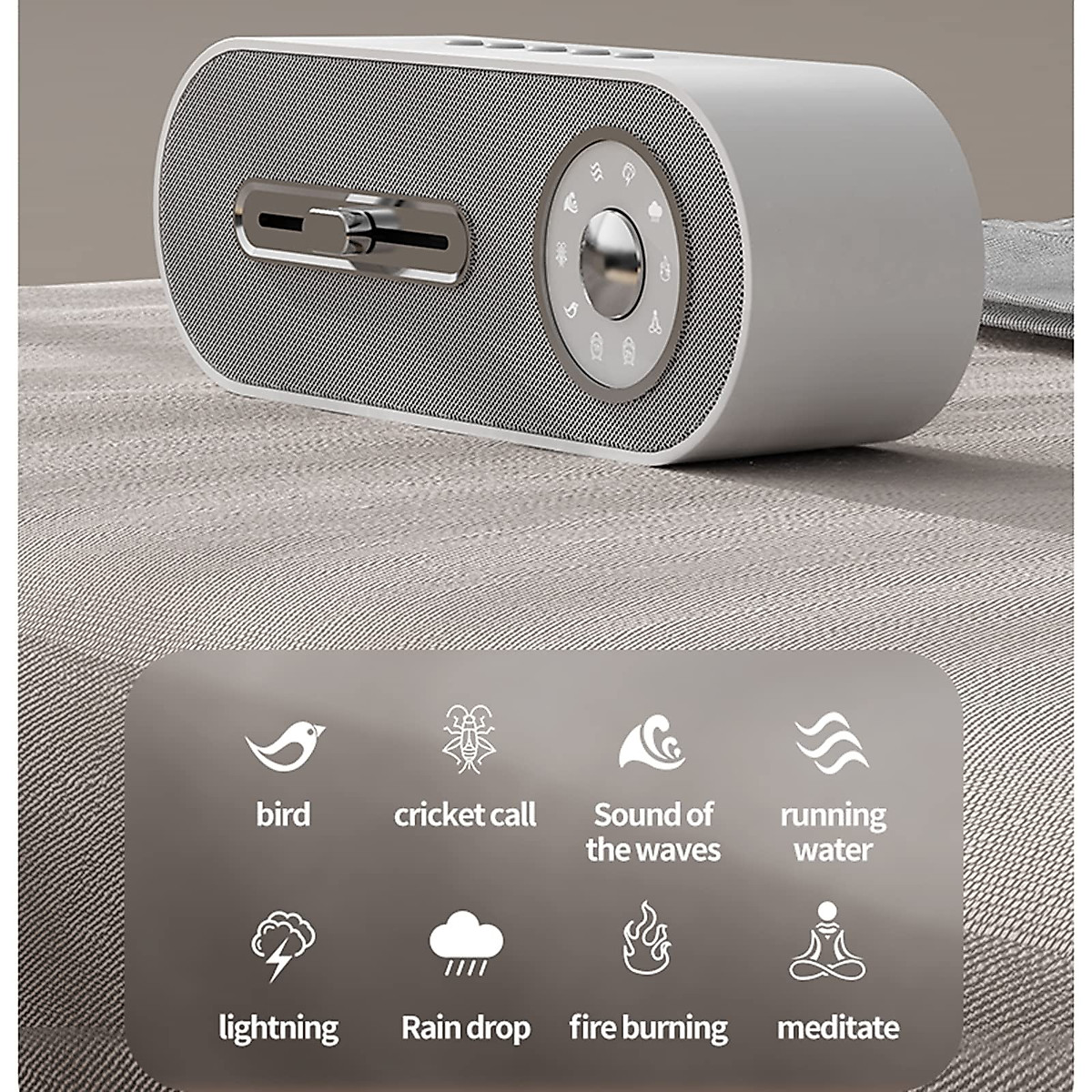 PECUWE Bluetooth Speaker Stereo Sound White Noise,12H Playtime,SD Card AUX USB Port Extra Natura Sound,Portable Wireless Speaker for iPhone, Samsung Smartphone Wireless Bluetooth (White)
