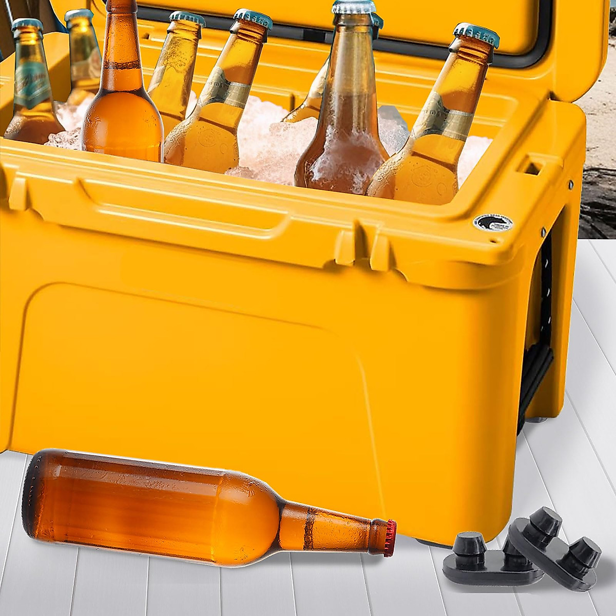 GrliTra Cooler Feet Replacement Non-Slip Rubber Feet for RTIC Coolers Models 45qt 65qt 110qt 145qt Durable Thickened Rubber Feet Outdoor Camping Protection for YETI Cooler Accessories, Black (4 Pcs)