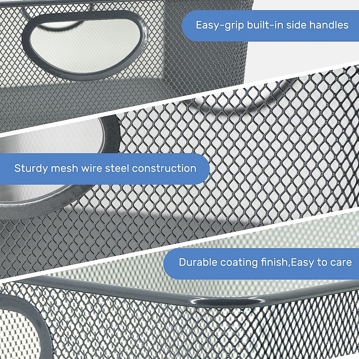 Wire Baskets for Organizing Neudeco Pantry Baskets 6 Pack Wire Storage Baskets Metal Mesh Baskets Storage Bins for Kitchen Laundry Garage Fridge Bathroom Countertop Organizer Gray