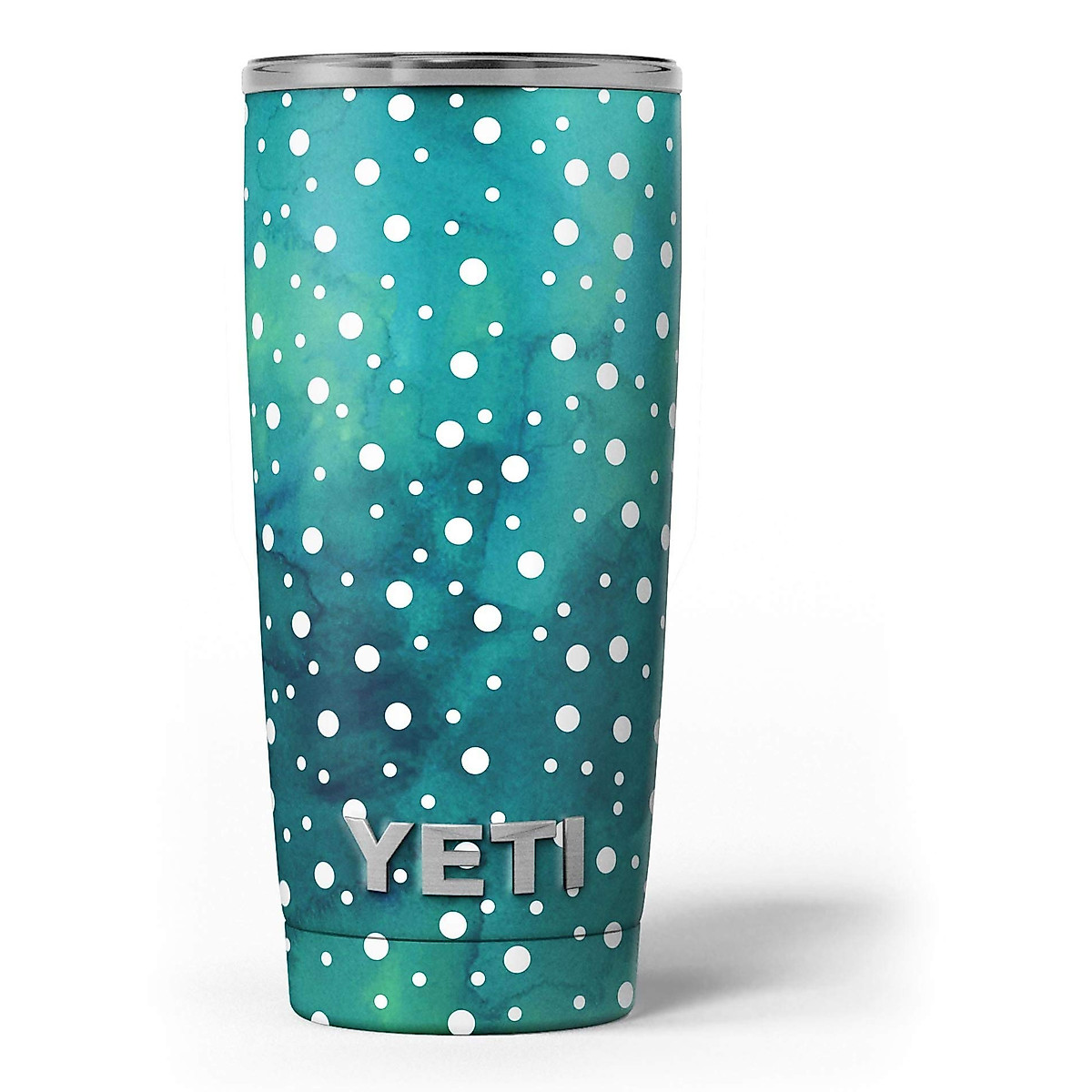 Design Skinz Green and White Watercolor Polka Dots - Skin Decal Vinyl Wrap Kit Compatible with The Yeti Rambler Cooler Tumbler Cups