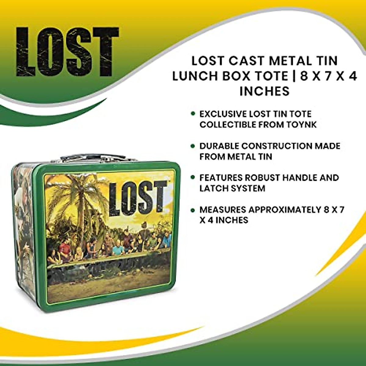 LOST Cast Metal Tin Lunch Box Tote | 8 x 7 x 4 Inches