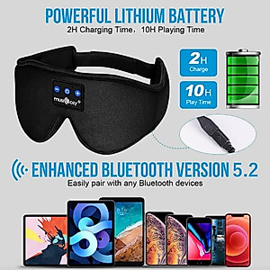 MUSICOZY Sleep Headphones Bluetooth Headband Sleeping Headphones Sleep Mask, Wireless Bluetooth Ear Muffs for Side Sleepers Men Women Travel Cool Tech Gadgets Unique Gifts Boys Girls, Pack of 2