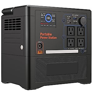 1154Wh Portable Power Station, 1500W Peak Rated 1300W Solar Generator 110-120V AC Outlets Backup Lithium Battery UPS Power Supply for Home Use Camping Outdoor Emergency (Solar Panel Not Included)