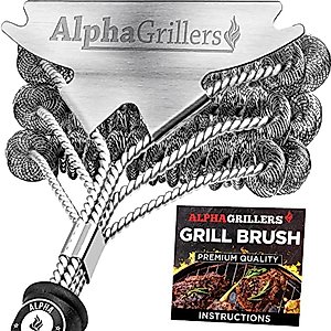 Grill Brush for Outdoor Grill Bristle Free - Heavy Duty 18" Grill Cleaner Brush Bristle Free & Grill Scraper - Stainless Steel Grill Accessories Tools - Extra Wide BBQ Brush for Grill Cleaning