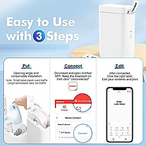 Binardat 1 Inch Label Maker Machine with Tape,15-25MM Portable Thermal Bluetooth D101 Printer for IOS/Android APP, with Multiple Fonts, Emojis, Symbols, Easy to Print Name, Address, Barcode Labels