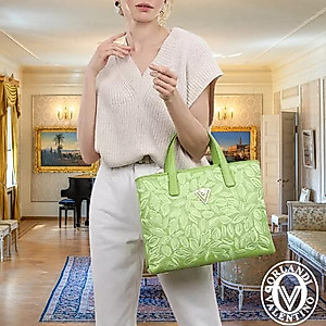 Valentino Orlandi Large Tote Purse Floral Embroidered Burgundy Genuine Leather Bag Italian Designer Handbag