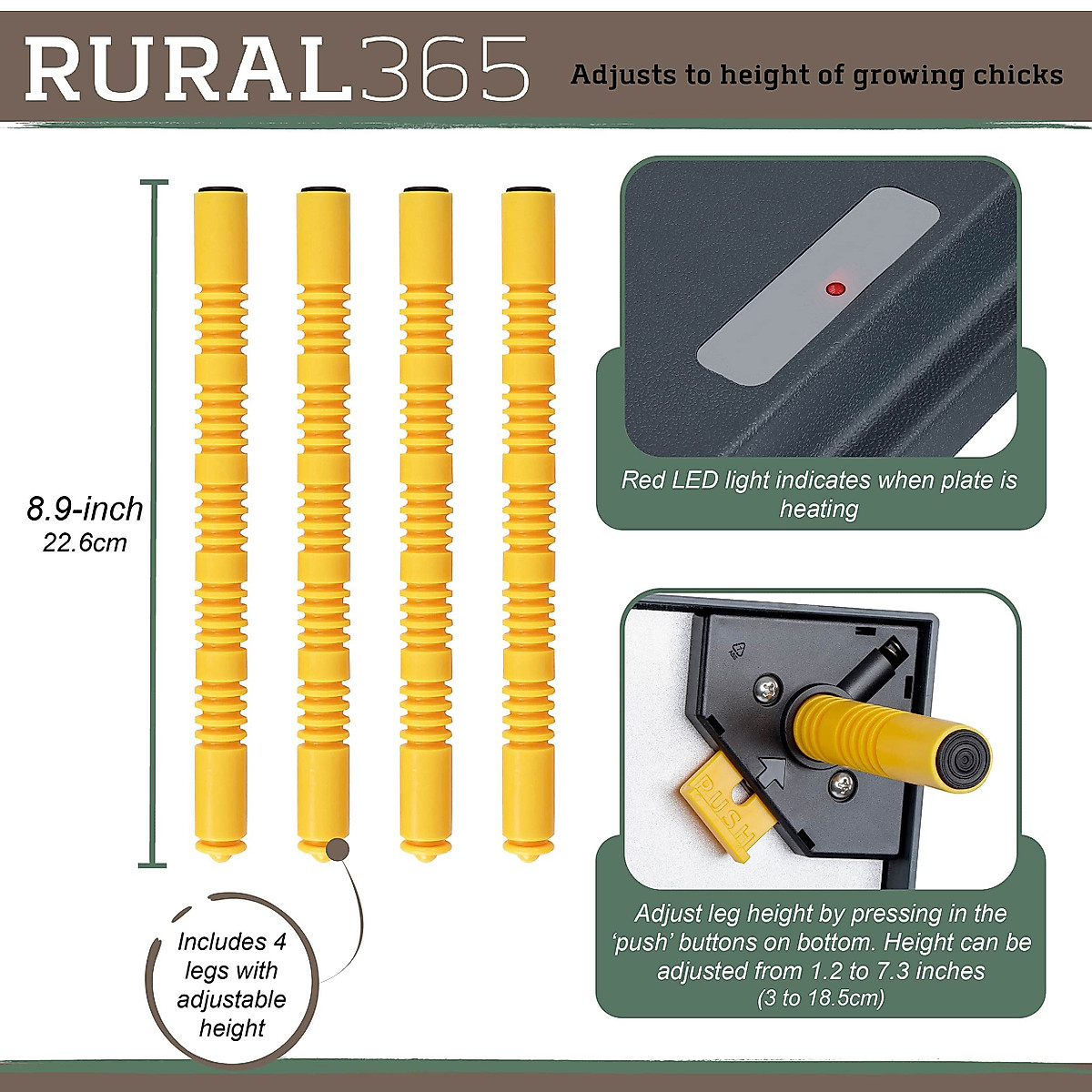 Rural365 Chick Heating Plate Brooder Plate - 16x24in Brooder Heat Plate for Chicks and Ducklings with Adjustable Height