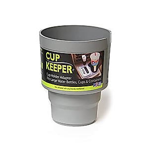 Cup Keeper Plus Car Cup Holder Adapter Expands to Hold Larger Beverage Containers up to 3.7" Diameter, Fits 32 oz Hydro Flask, Yeti, Nalgene Water Bottles- Gray